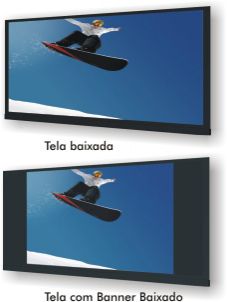 Tela Plana Fixa Motorizada Banner Vertical c/ 02 Formatos 2.35:1 16:9 ...