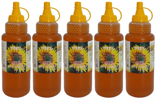 Mel Puro Bisnaga com 1000 gramas (1 kg) Apiários Seiva das Flores (Kit ...