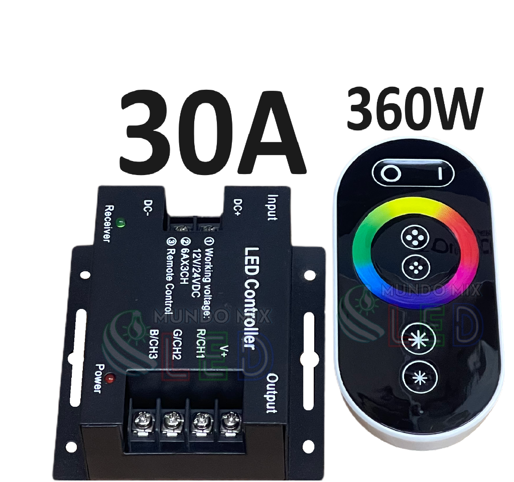 Controladora TOUCH Screen RGB 360W 30A + Controle