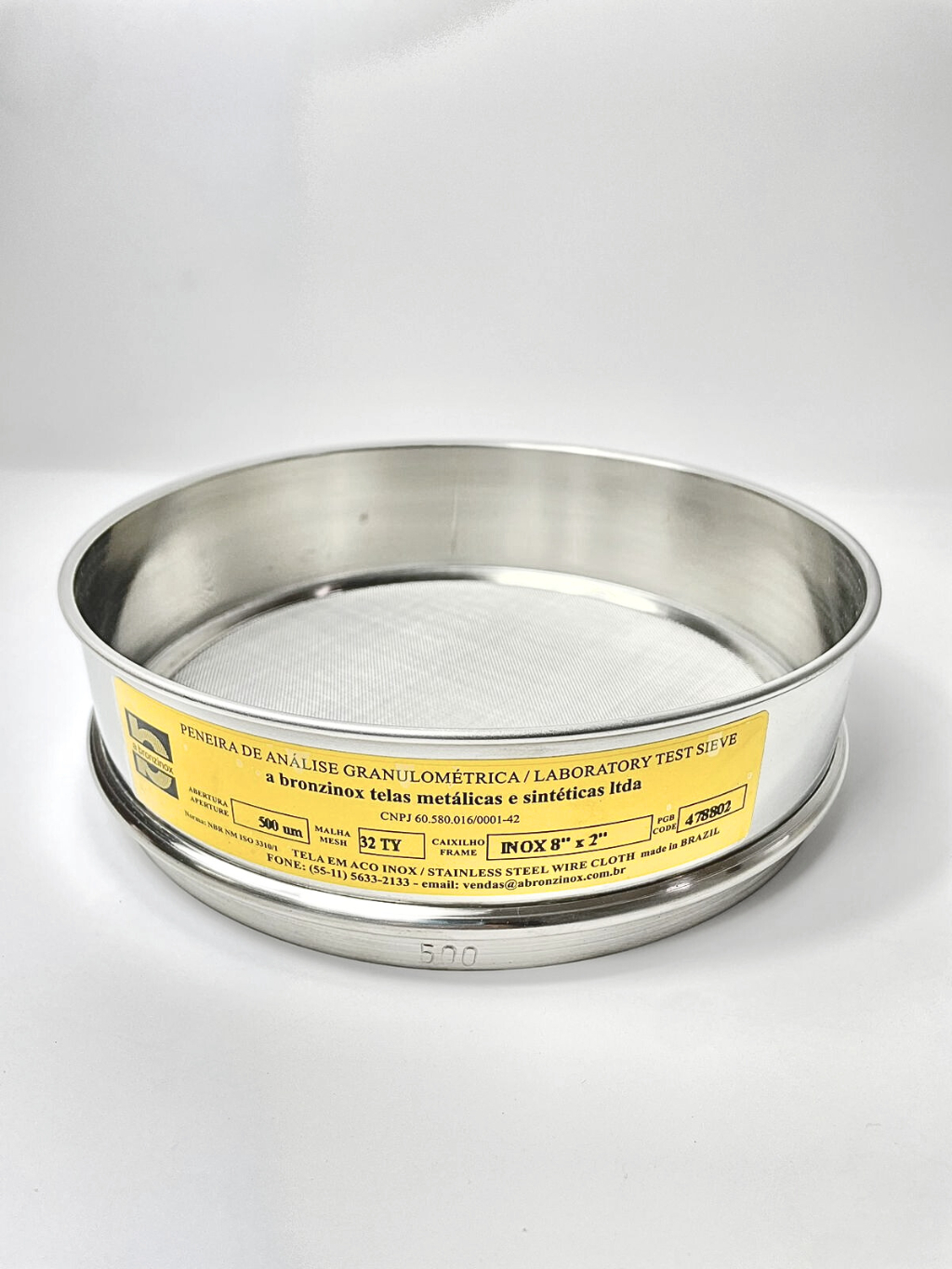 Peneira (Tamis) de Inox Diâmetro 8 x 2 de Altura Tyler (Malha) 32 (0 ...