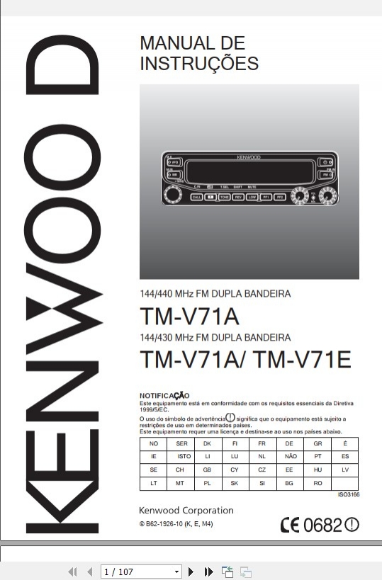 Manual em português do rádio Kenwood TM-V71A