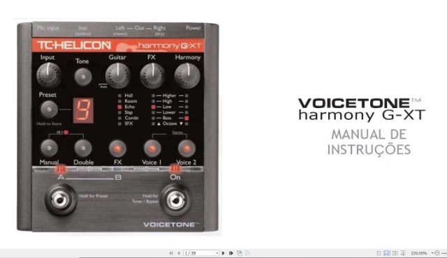 MANUAL EM PORTUGUÊS TC-HELICON HARMONY G-XT
