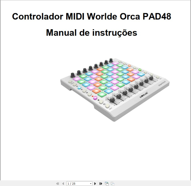 Manual em português MIDI Worlde Orca PAD48