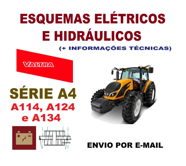 Esquemas Elétricos e Hidráulicos Valtra A4 A114, A124 e A134 por R$130,00
