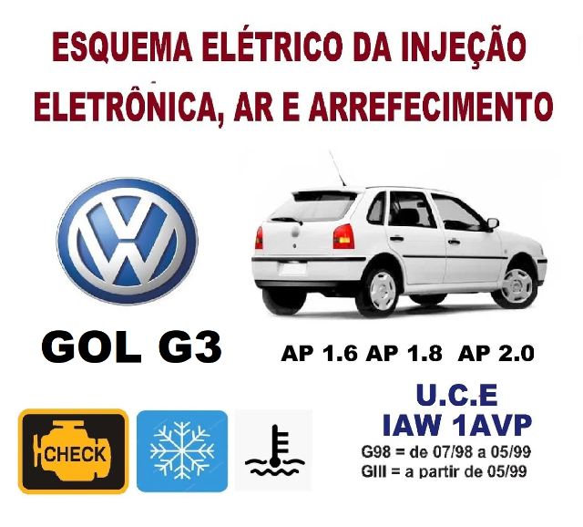 Esquema Elétrico da Injeção, Ar e Arrefecimento Gol G3 Motor AP (UCE ...