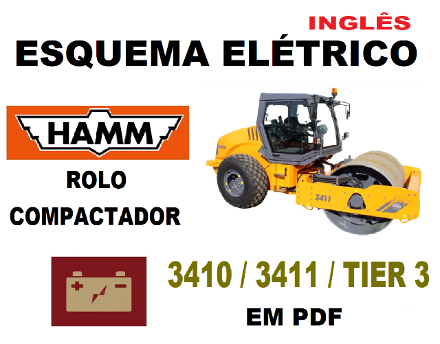 Esquema Elétrico Rolo Compactador HAMM 3410 / 3411 / TIER 3 (Em Inglês) por R$65,00