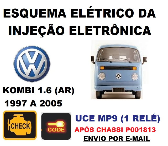 Esquema Elétrico da Injeção Kombi 1.6 Ar (1998/05) UCE MP9* por R$28,00