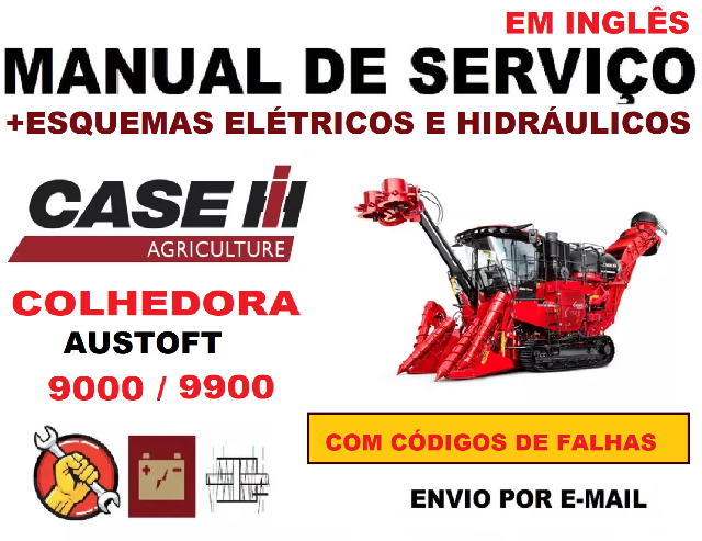 Manual De Serviço + Códigos de Falhas Colhedora Case IH Austoft A9000 ...